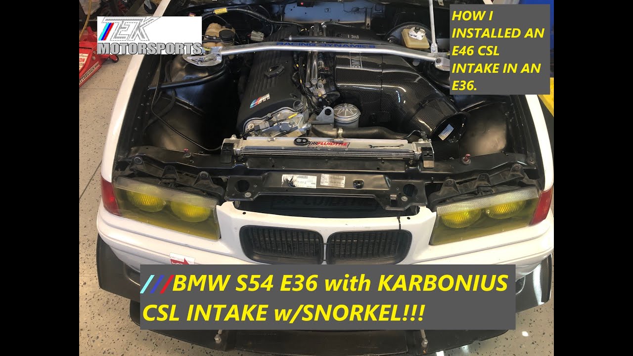 BMW E36 M3, swapped S54 with a Karbonius CSL intake - YouTube