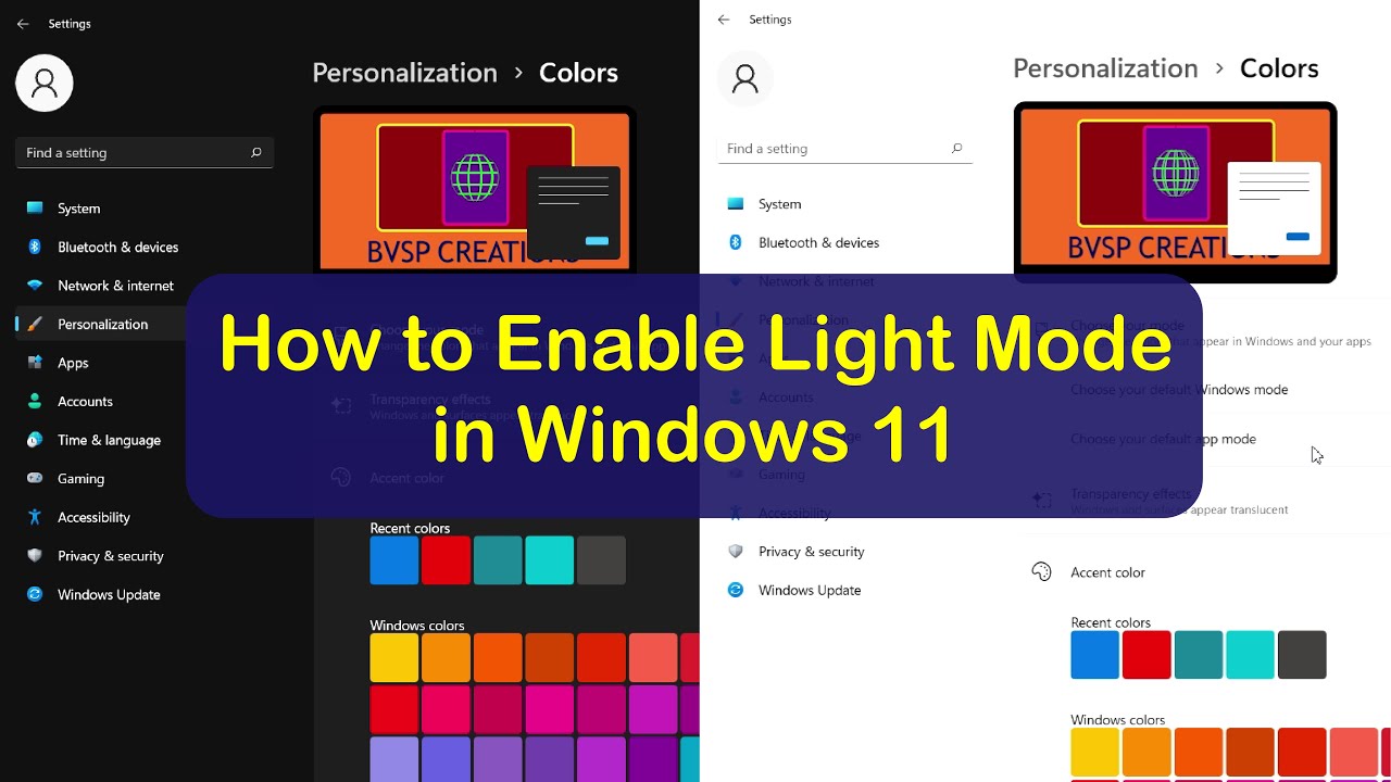 How to enable light mode in Windows 11 | Windows 11 Theme | Customize ...