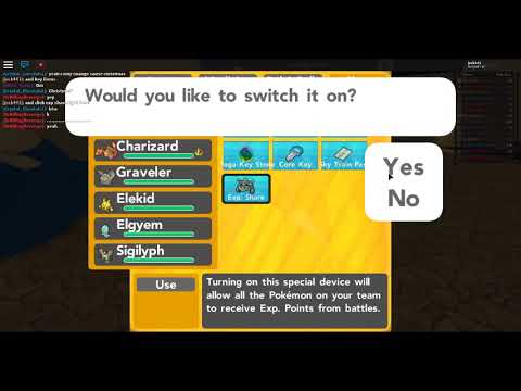 how to use the exp share in pokemon brick bronze - YouTube