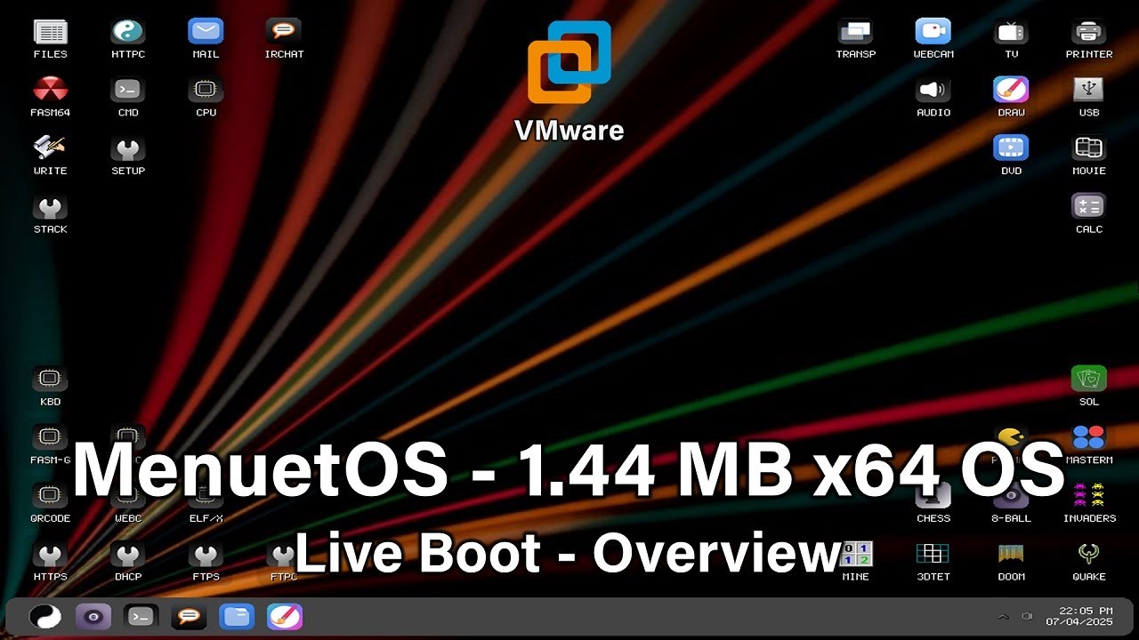 MenuetOS : The 1.44 MB 64-bit Operating System - YouTube