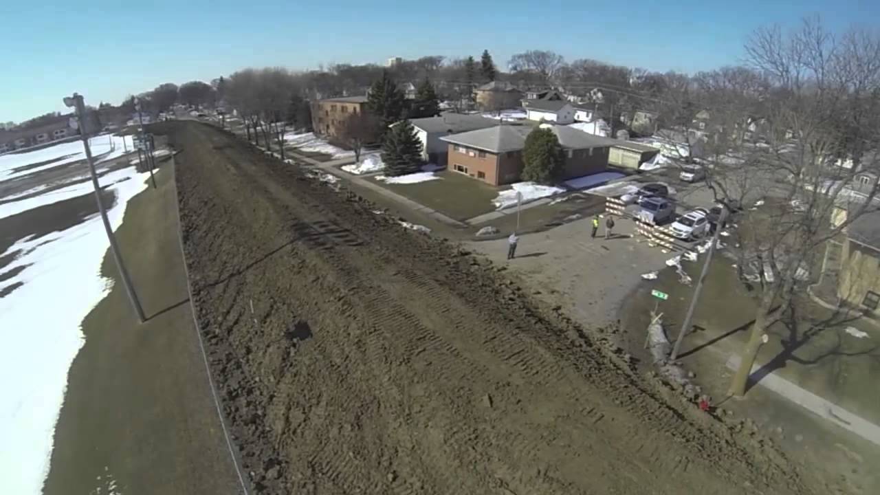 Aerial View: Oak Street dike construction - YouTube