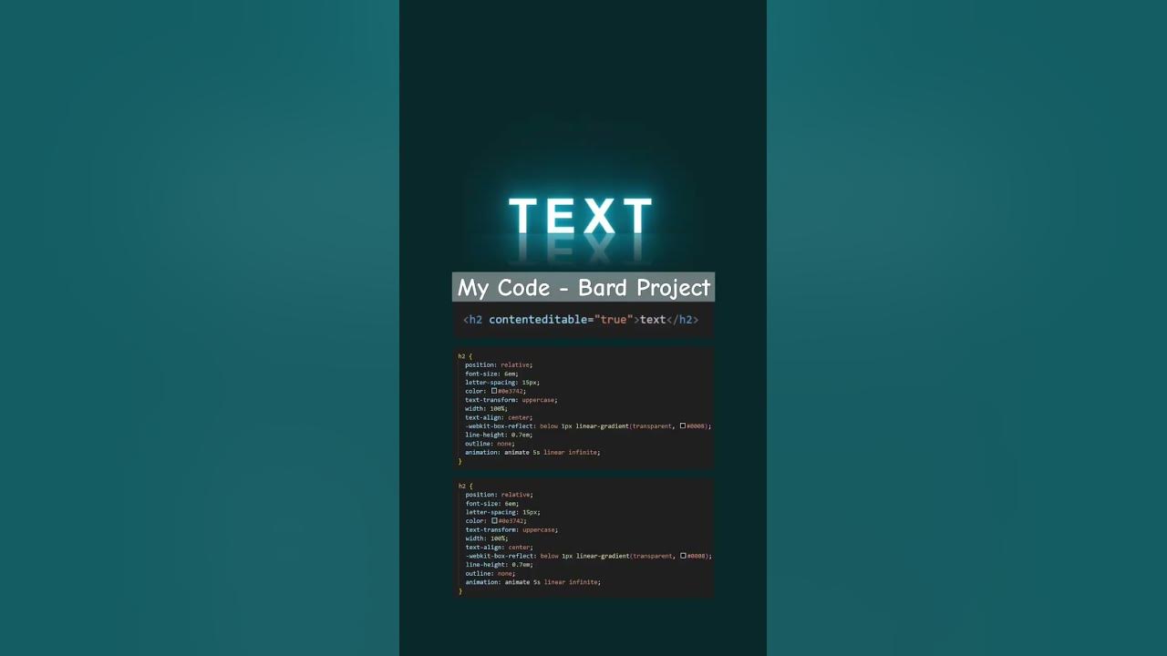 Html Css Text Animation Code Bard Project Html Programming Coding Devloper Frontend Youtube 