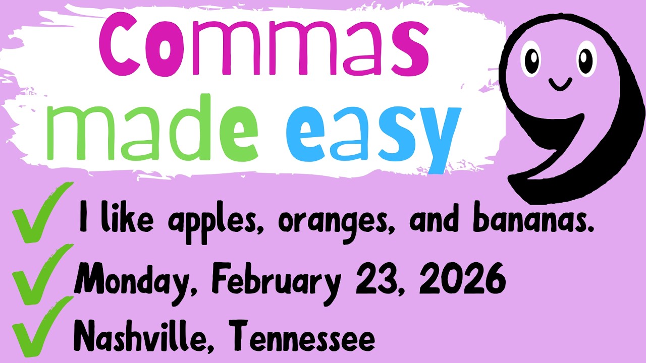 Commas for Kids {Grammar} - YouTube
