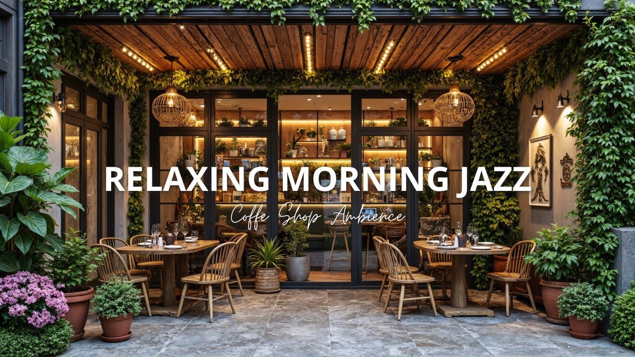 Cozy Courtyard Café Ambience 🌿 Relaxing Jazz & Coffee Vibes for Study ...