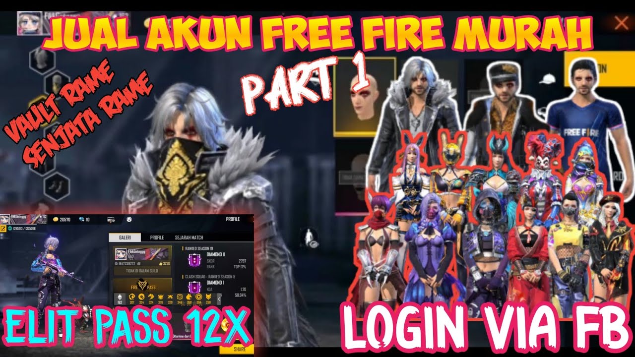 JUAL AKUN FF MURAH PART 1 | LOGIN via FB - YouTube