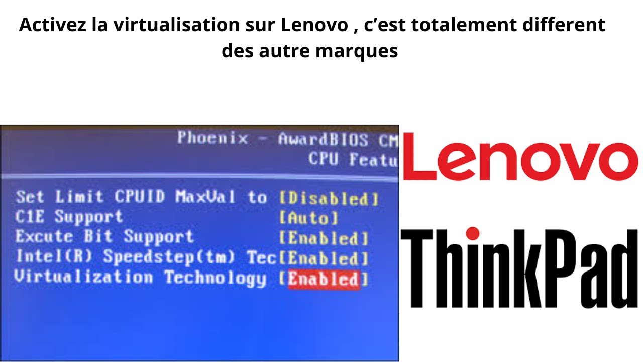 Comment activer la virtualisation sur les PC Lenovo ! c'est different des autres marques. - YouTube