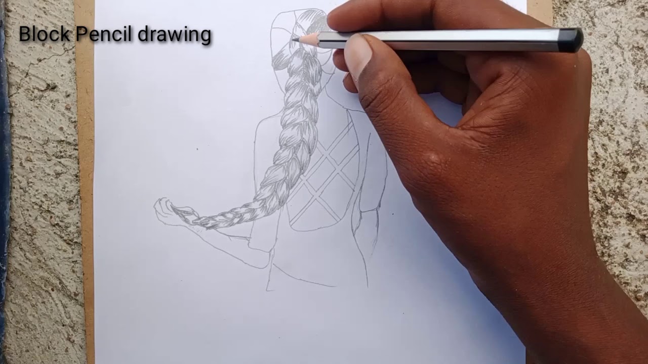Beautiful girl 🥰🥰 black hair back side drawing 💯 ️ pencil drawing - YouTube