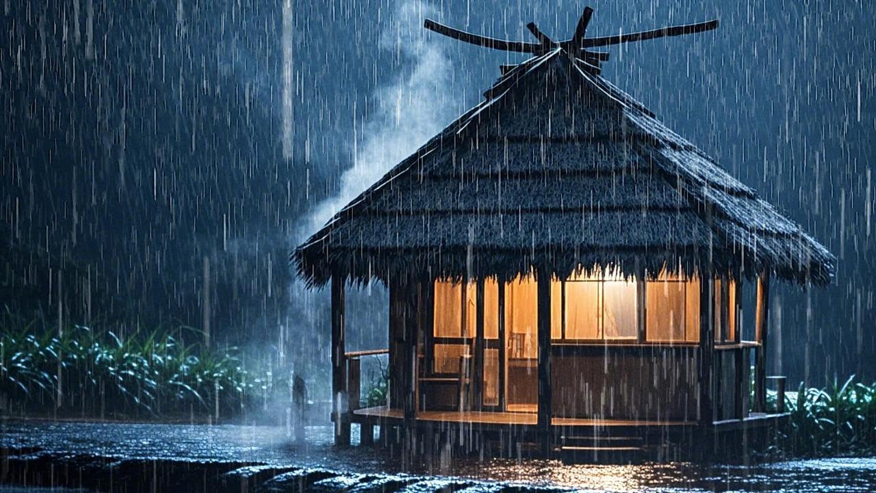 Heavy Rain on Tin Roof for Sleeping - Thunderstorm Rain Sounds on Metal ...