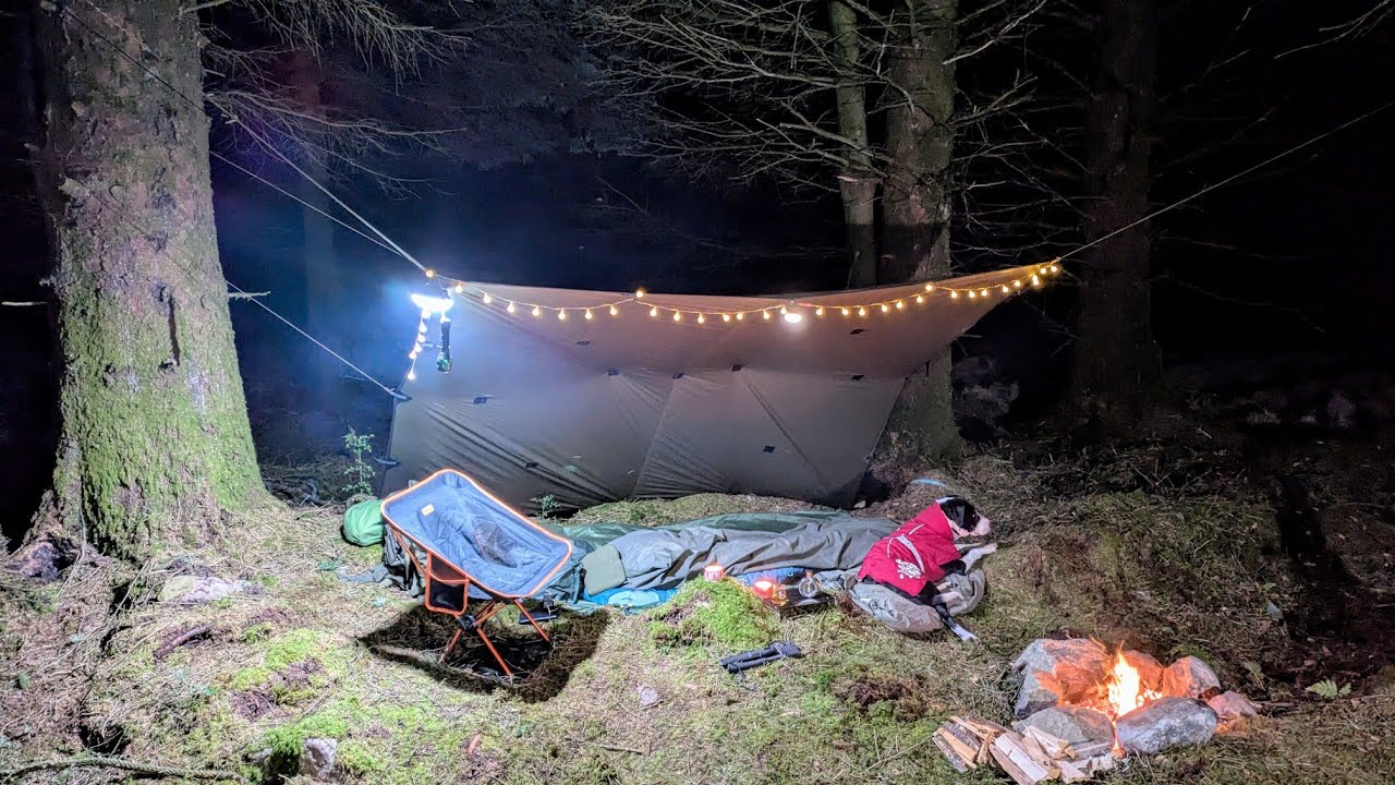 Winter Forest Wild Camp • OEX Bush Pro Tarp - YouTube