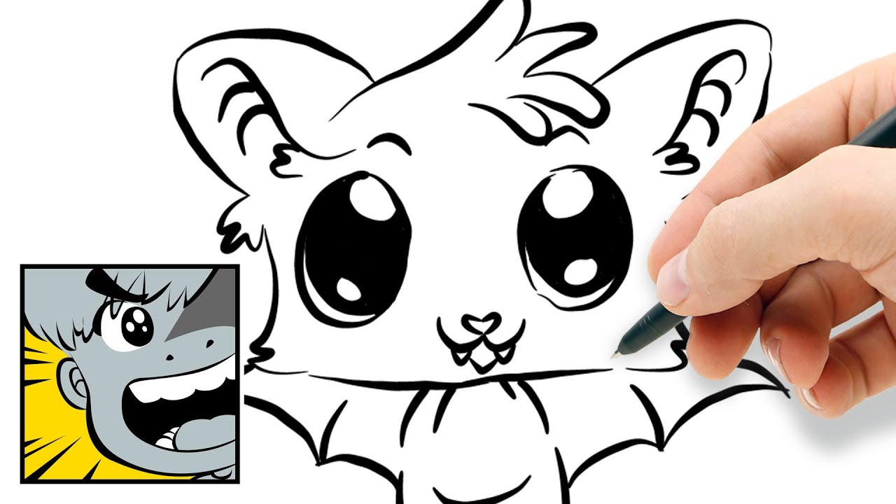 How to draw a cute little bat - YouTube