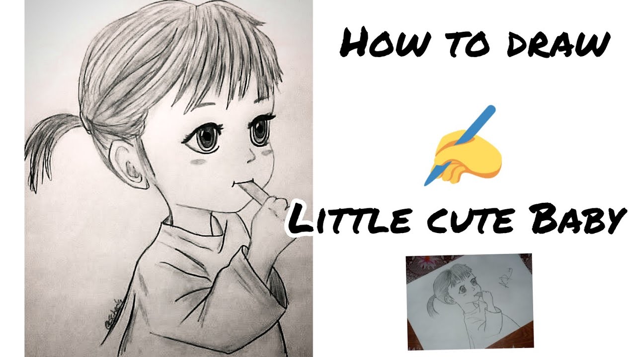 cute little baby drawing|| how to draw baby girl || easy cartoon ...