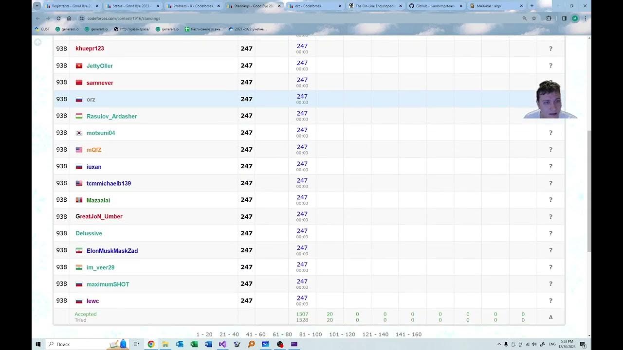 Screencast & Editorial of A–D, H of Codeforces Good Bye 2023 - YouTube