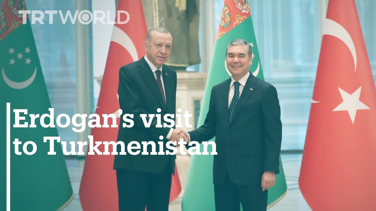 Turkish President Erdogan and his Turkmen counterpart hold a joint ...