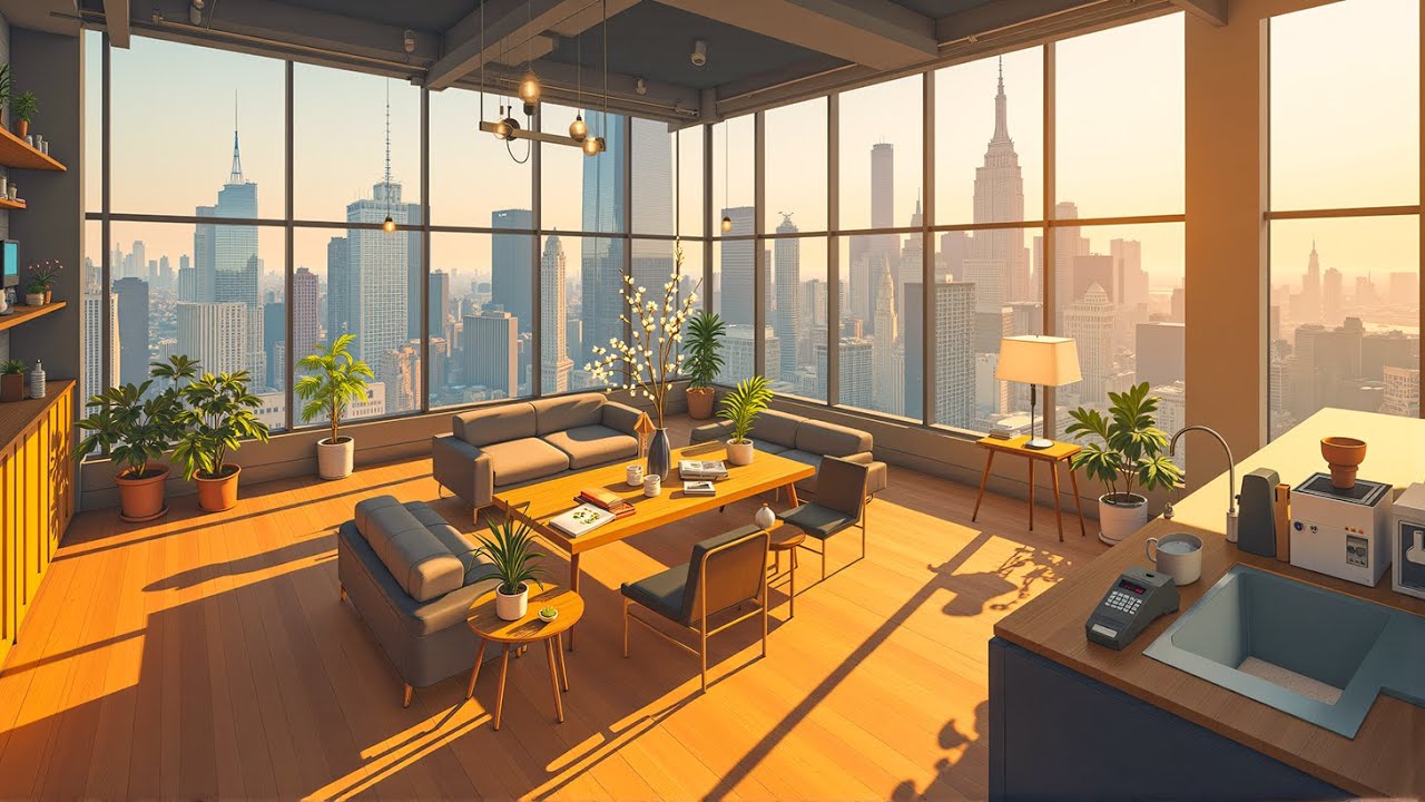 Cozy Lofi Office 🌆 Relaxing Summer Lofi to Relax Your Mind 🎶 Lofi ...