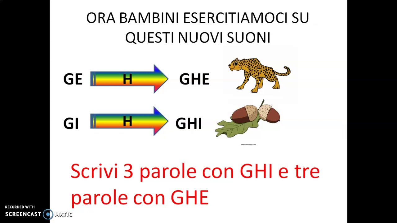 ESERCIZI SUONI GHI/GHE CLASSE PRIMA - YouTube