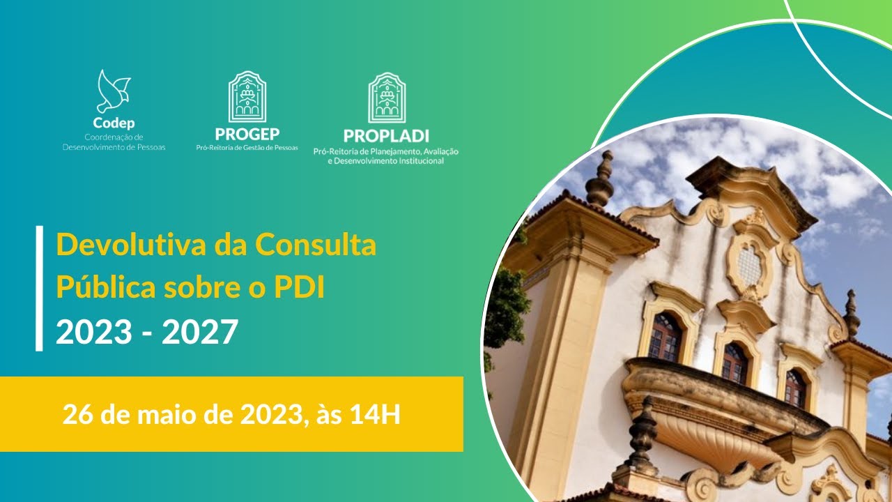 Live - Devolutiva da Consulta Pública sobre o PDI 2023 - 2027 - YouTube