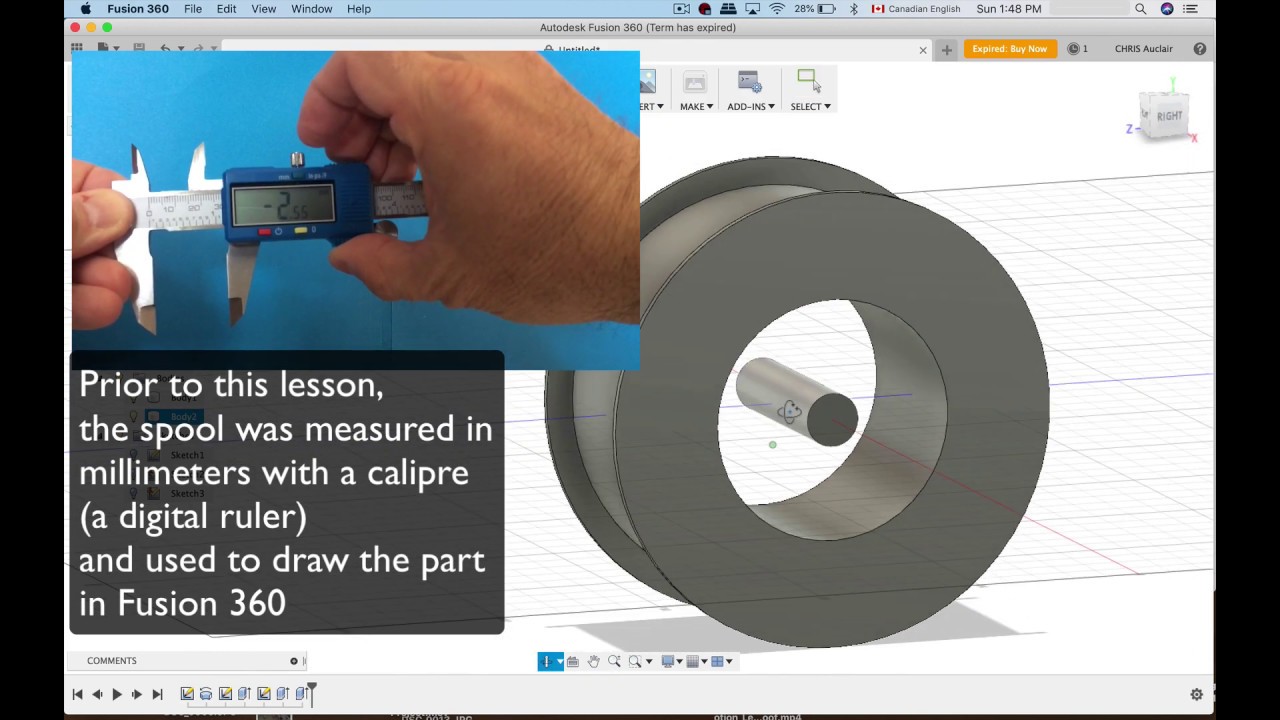 Intro to Fusion360 - Creating a Cylindrical Support For a PLA Spool ...