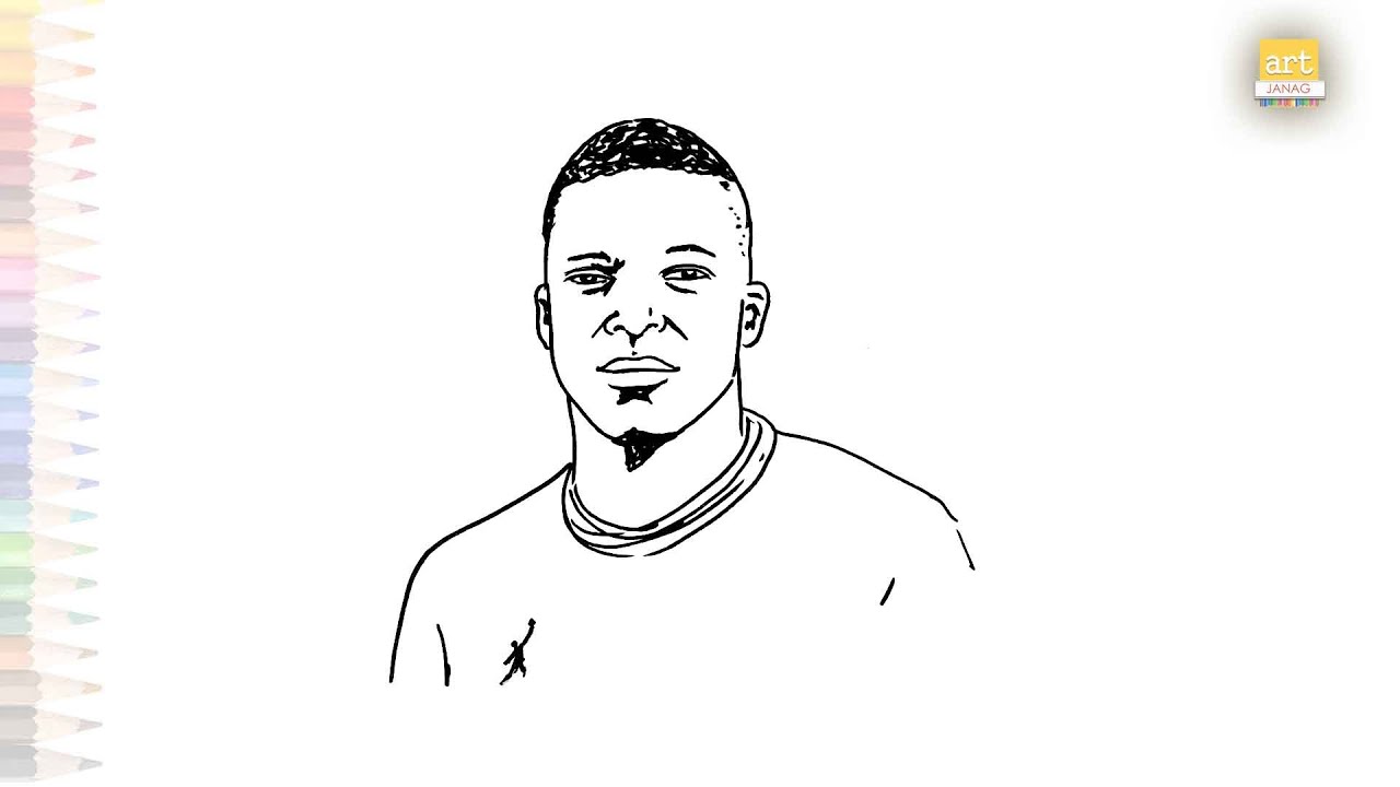 Kylian Mbappé drawing 03 | Football player drawing video | How to draw ...