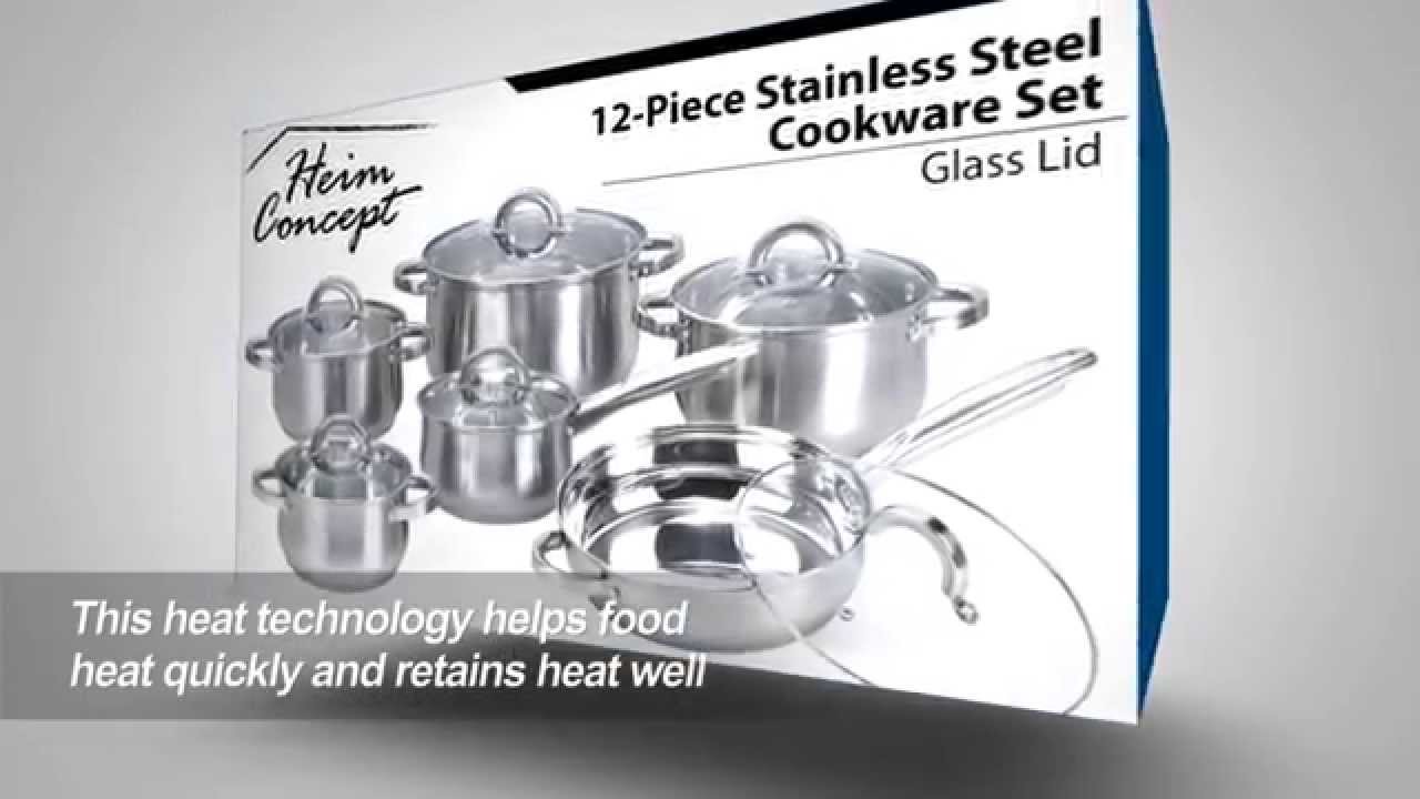 Heim Concept | 12 PIECES STAINLESS STEEL COOKWARE SET - YouTube