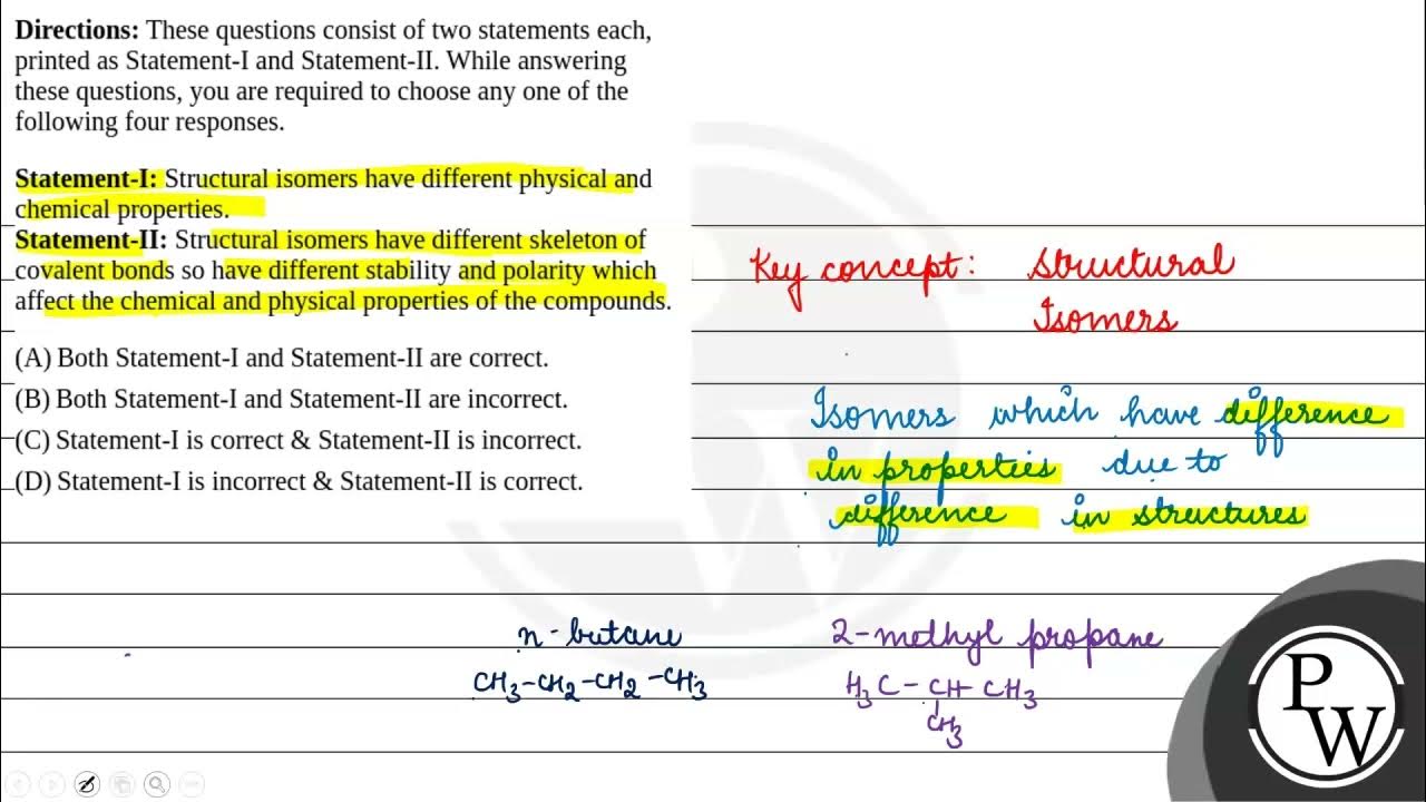 Directions: These questions consist of two statements each, printed as Statement-I and Statement ...