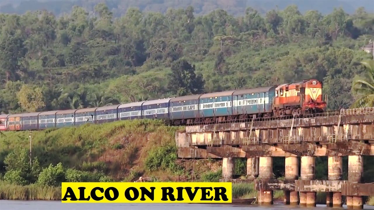 WDM3A ALCO Goa Mangalore Passenger On Scenic Aghanashini River Bridge ...