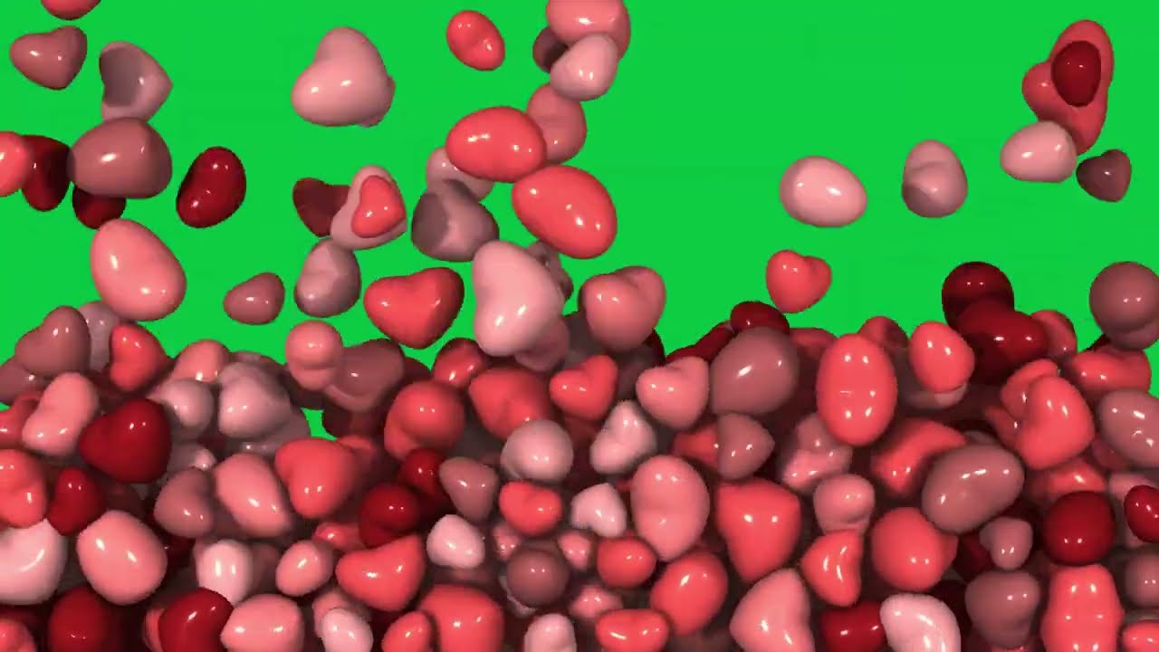 [4K] 3x Pink Heart Transitions (Valentines) - Green Screen - YouTube