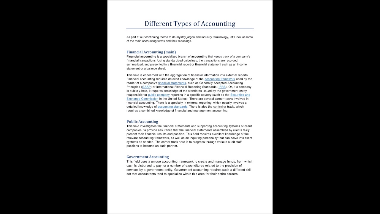 Different Types of Accounting by Alan Boal - YouTube