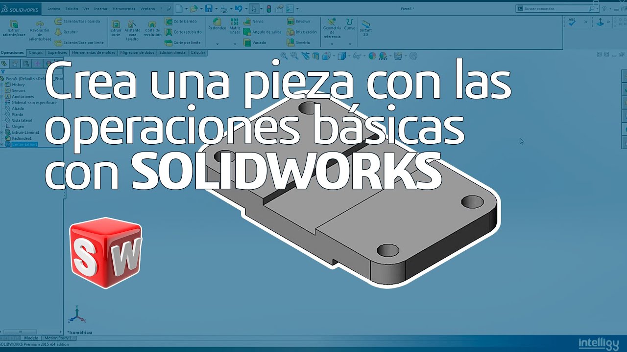 Crea una pieza con las operaciones más usadas con SOLIDWORKS - YouTube