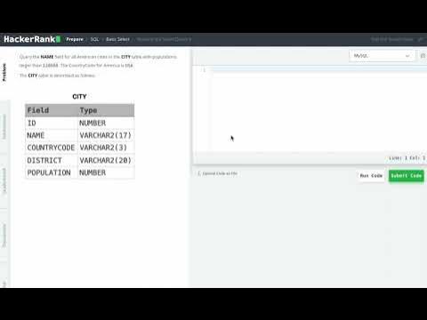 Hackerrank SQL Solution #2 Basic SQL - Revising the Select Query II - YouTube