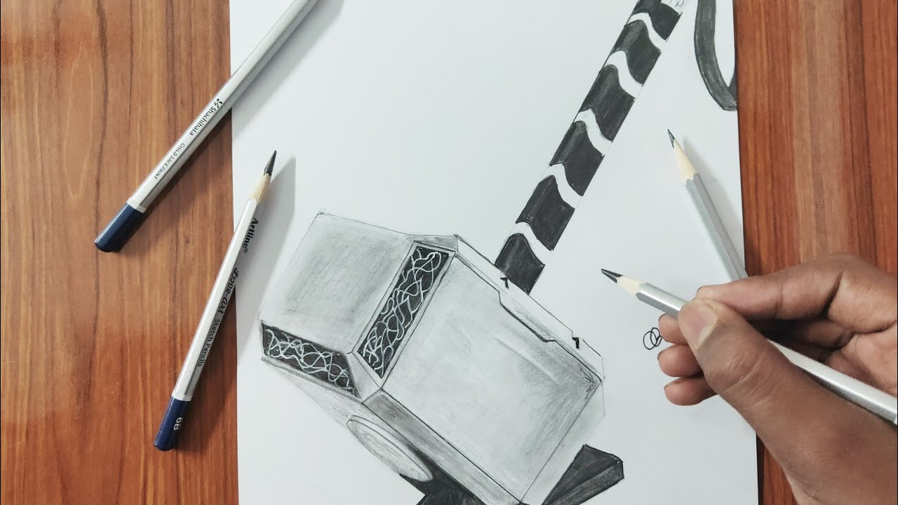 Avengers drawing Thor hammer | Akshat Art 24 - YouTube