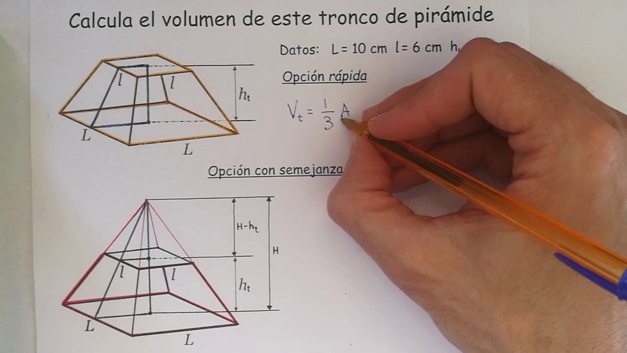 Volumen de un tronco de pirámide (forma rápida o aplicando semejanza ...