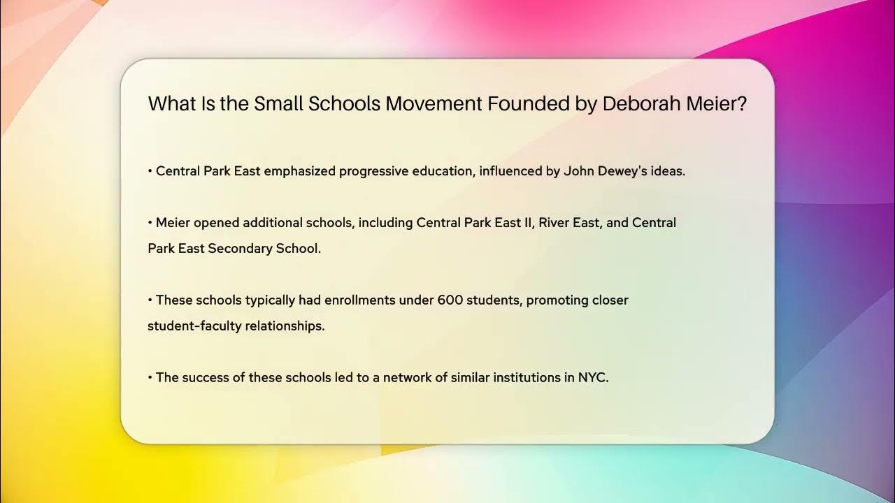 What Is the Small Schools Movement Founded by Deborah Meier? - Childhood Education Zone - YouTube