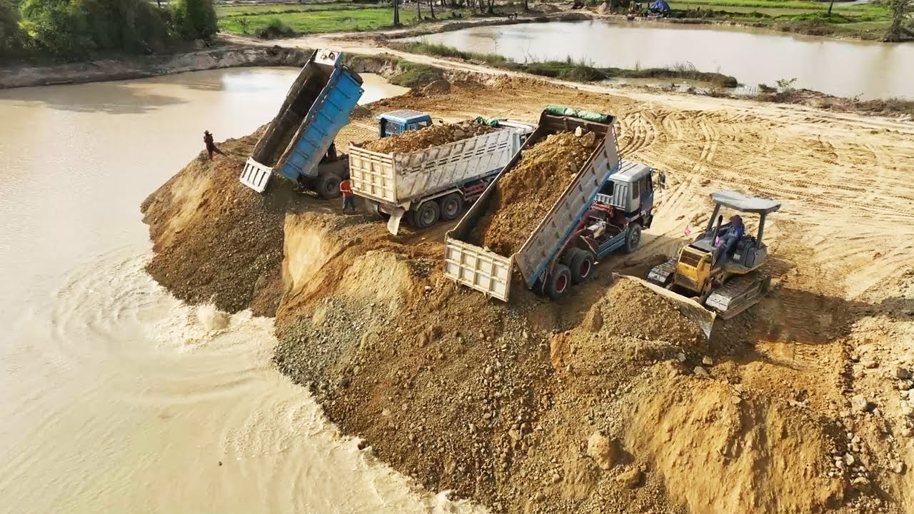 Wow Incredible Auto Dumping Dirt Into Water Experience Truck Driver ...