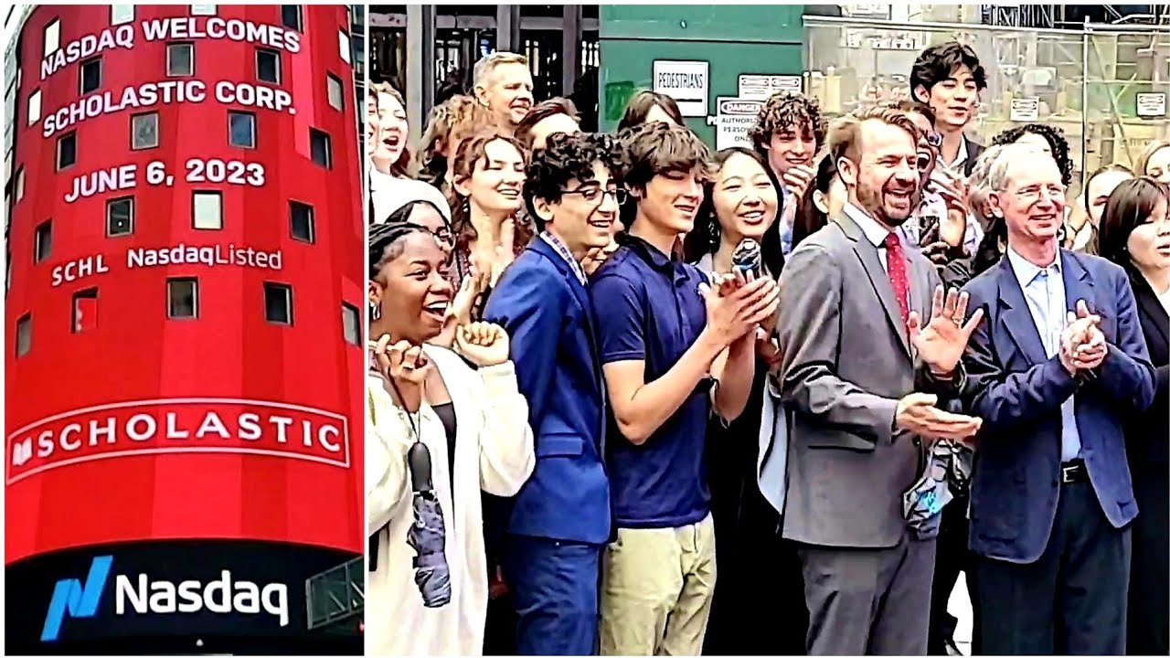SCHOLASTIC Employees Celebrate First Day of Trading on NASDAQ - YouTube