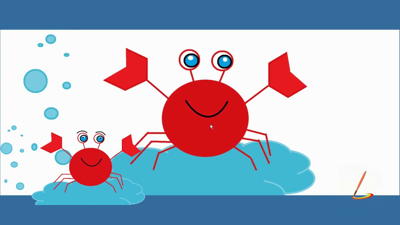 How to draw A crab in Microsoft Paint-Drawing Cartoon Animals in MS ...