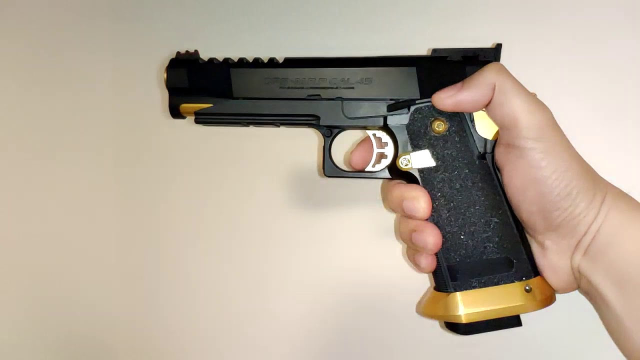 Slow motion of Marui hi capa GOLD MATCH custom - YouTube