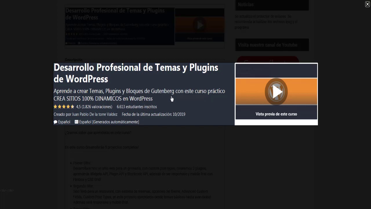 Desarrollo Profesional de Temas y Plugins de WordPress - YouTube