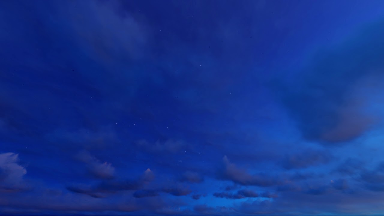 ( CGI 4k Stock Footage ) Dark blue night clouds on stary sky time lapse ...