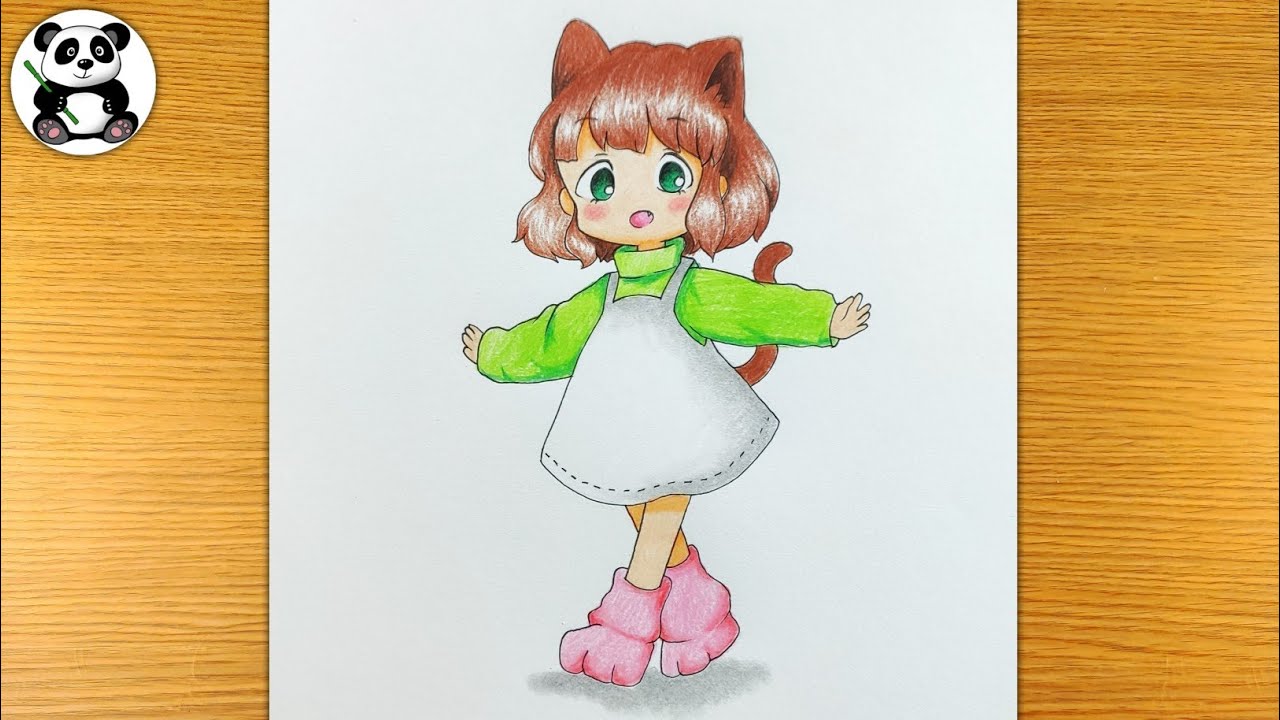 Cute monkey girl drawing and colouring | Anime girl@TaposhiartsAcademy ...