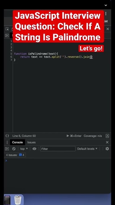 Javascript Interview Question Check If A String Is Palindrome