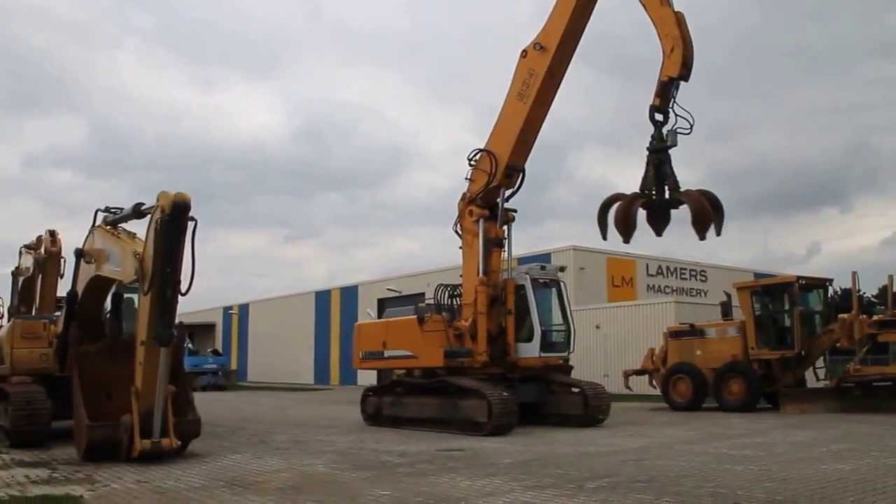 Liebherr R934 long reach with 5 tine rotating grab 2002, 8200h - YouTube