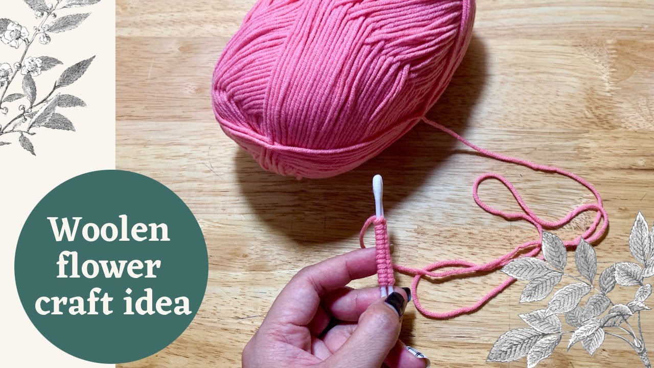 DIY Woolen Flowers - Woolen Flower Craft Ideas with Cotton buds - Easy ...