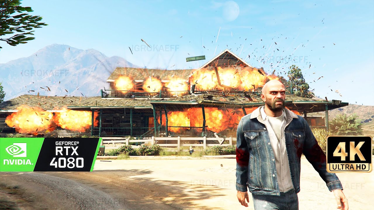 GTA V Enhanced Gameplay Graphics RTX 4080! Path Tracing MOD Showcase ...