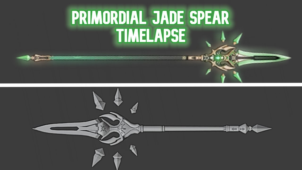 Primordial Jade Spear 3D Model Timelapse! Blender Timelapse - YouTube