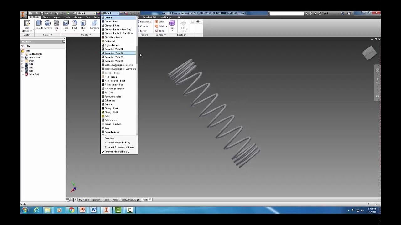 Creating a Spring in Autodesk Inventor - YouTube