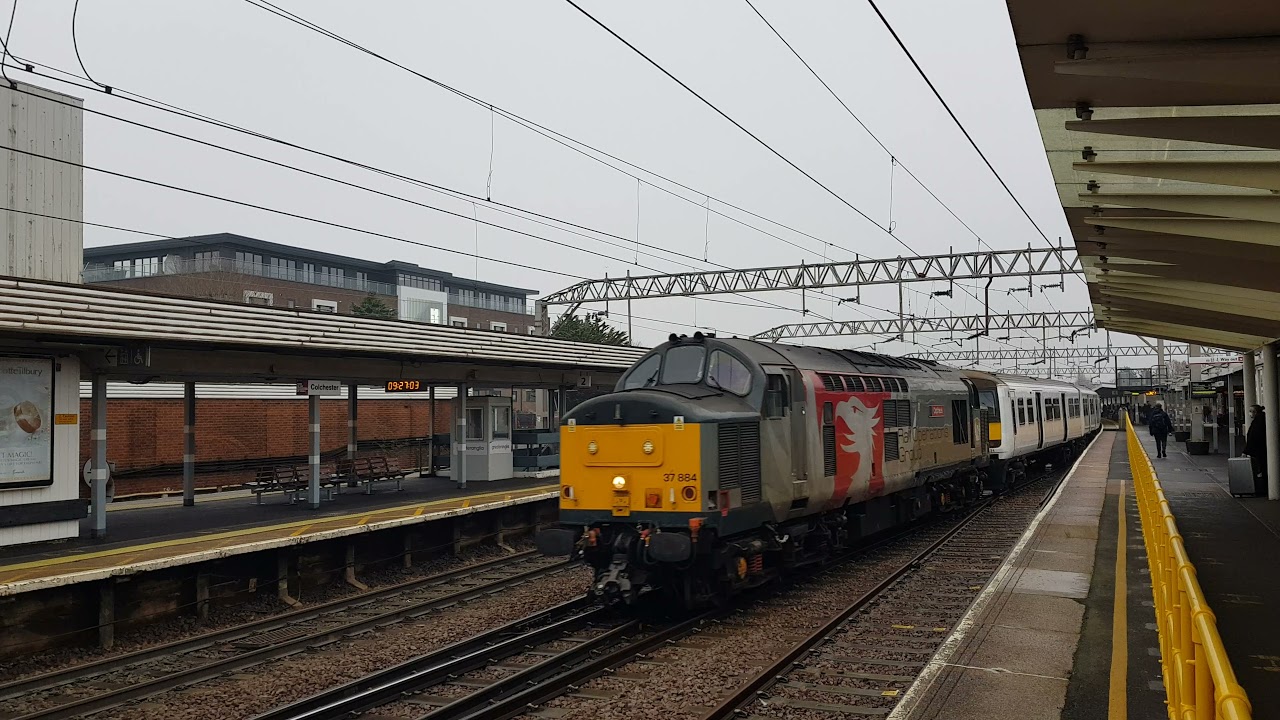 ROG Class 37 37884 on 5Q26 Clacton - Worksop at Colchester with a pair ...