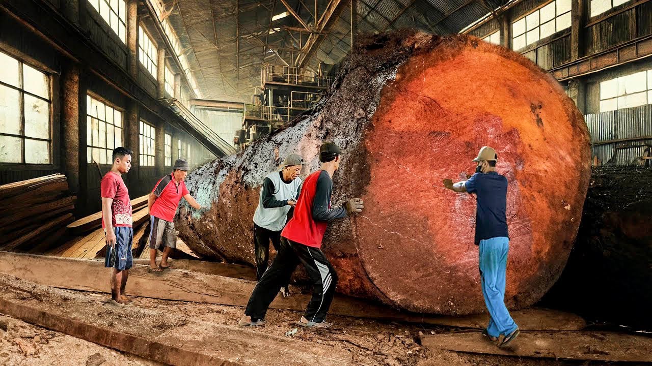 Ancient Wood Sawing Secrets !! Super Techniques in Wood Sawing - YouTube