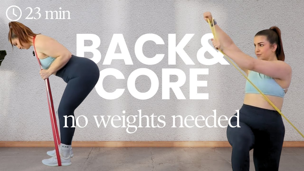 23 MIN SCULPTED BACK & CORE HOME WORKOUT - Resistance Bands Only ...