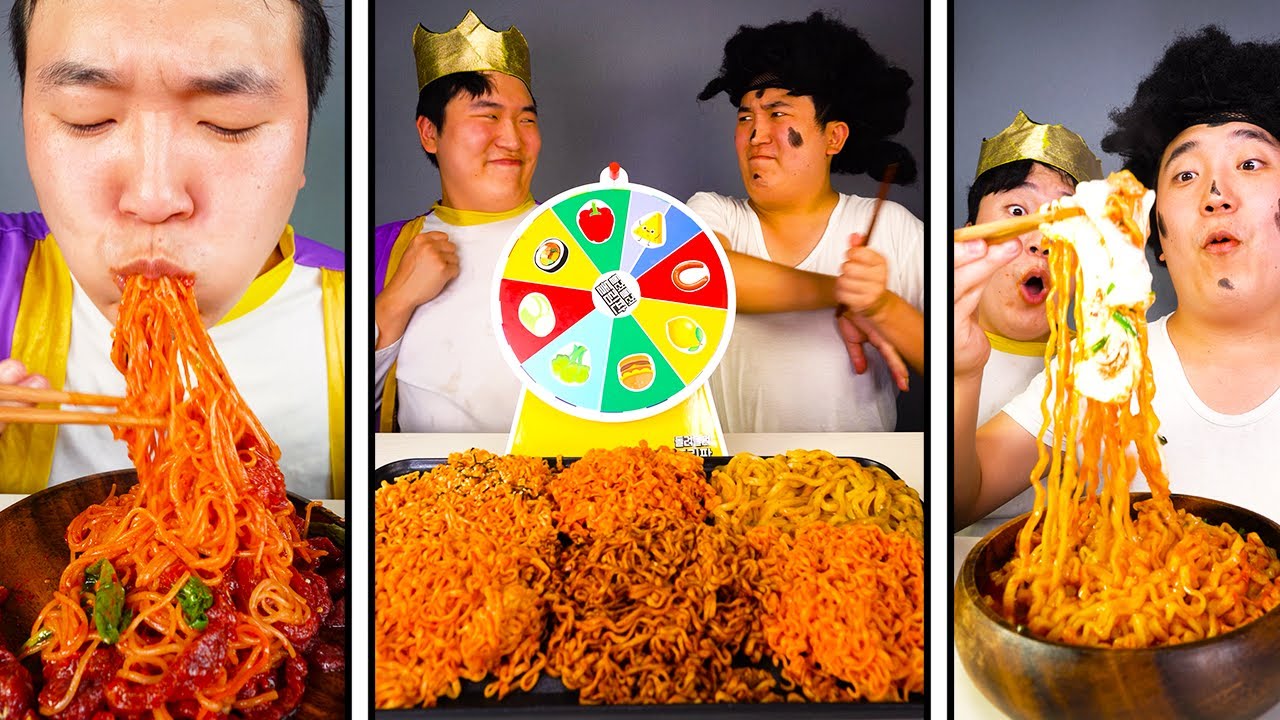 Spicy food challenge | 6 Types of Buldak Fire Noodles with funny ASMR ...