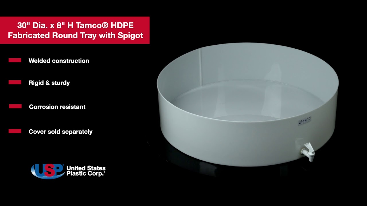 30" Dia. x 8" H Tamco® HDPE Fabricated Round Tray with Spigot | U.S ...